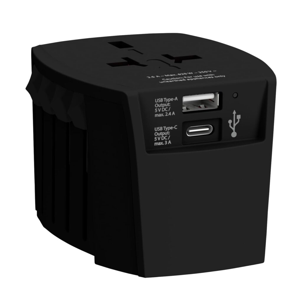 World Travel Adapter MUV USB (AC) - USB & Type C ports - Black - www ...