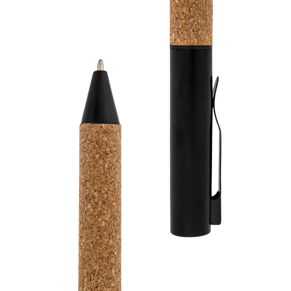 Eco-friendly Metal Pens Black with Cork Barrel and Black Ink - www ...